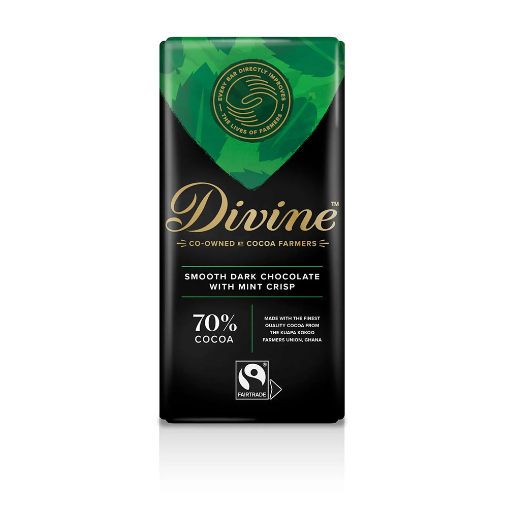Divine 70% Dark Chocolate with Mint Crisp 90g - Earthmother.ie