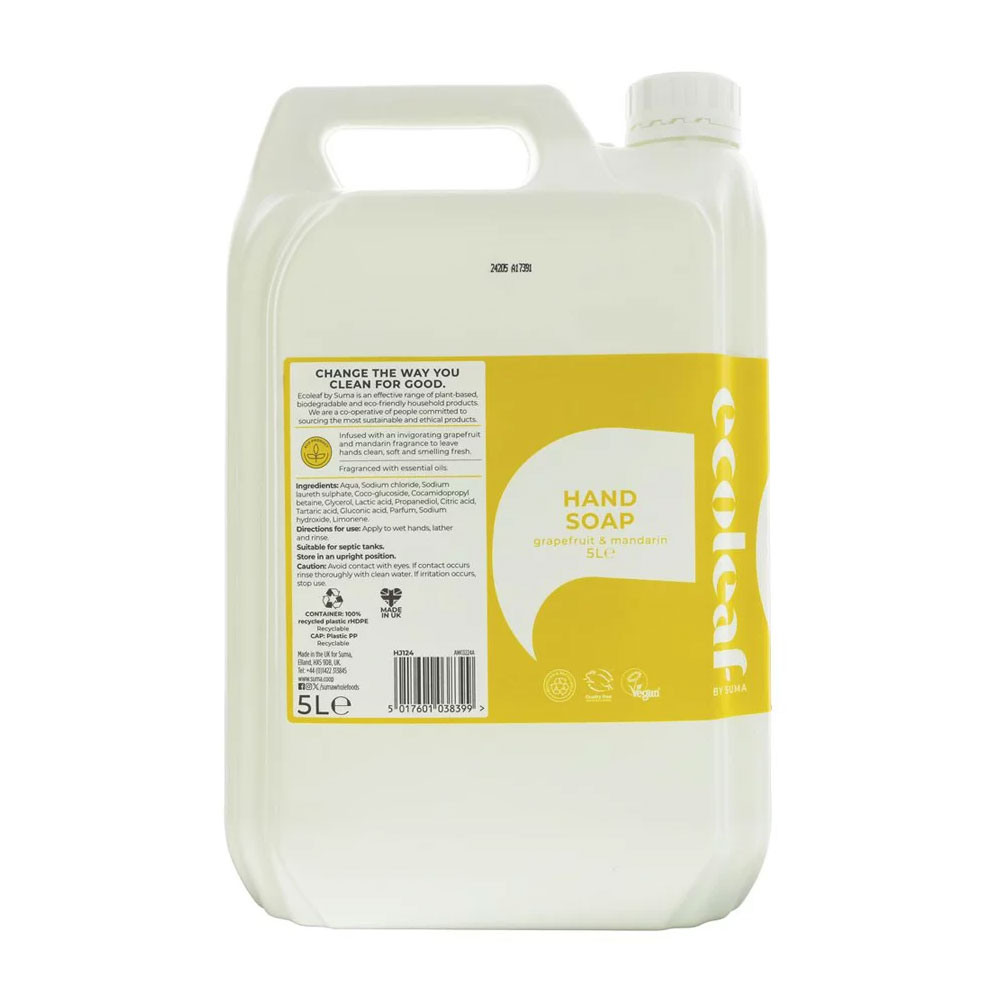 Ecoleaf Hand Soap 5 Ltr Grapefruit Mandarin - Earthmother.ie