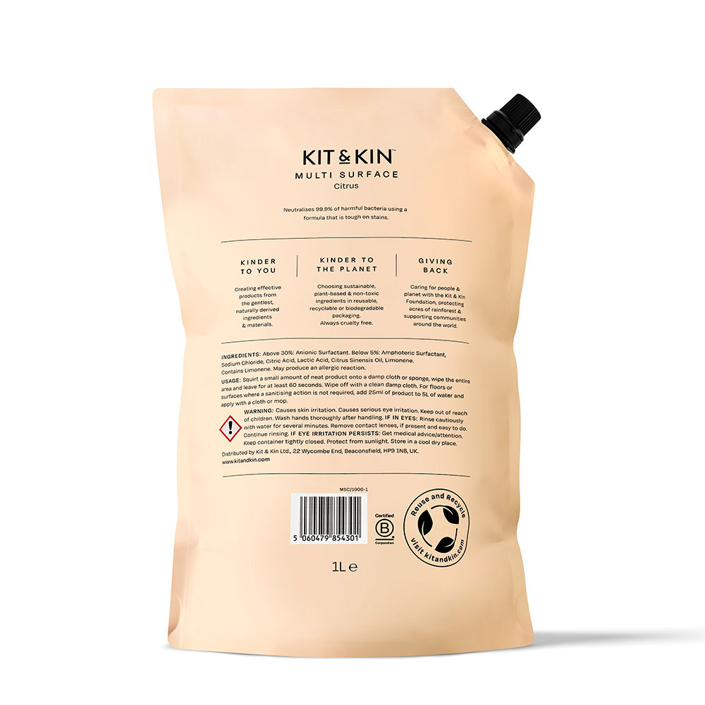 Kit & Kin Multi Surface Cleaner Citrus Refill - Earthmother.ie