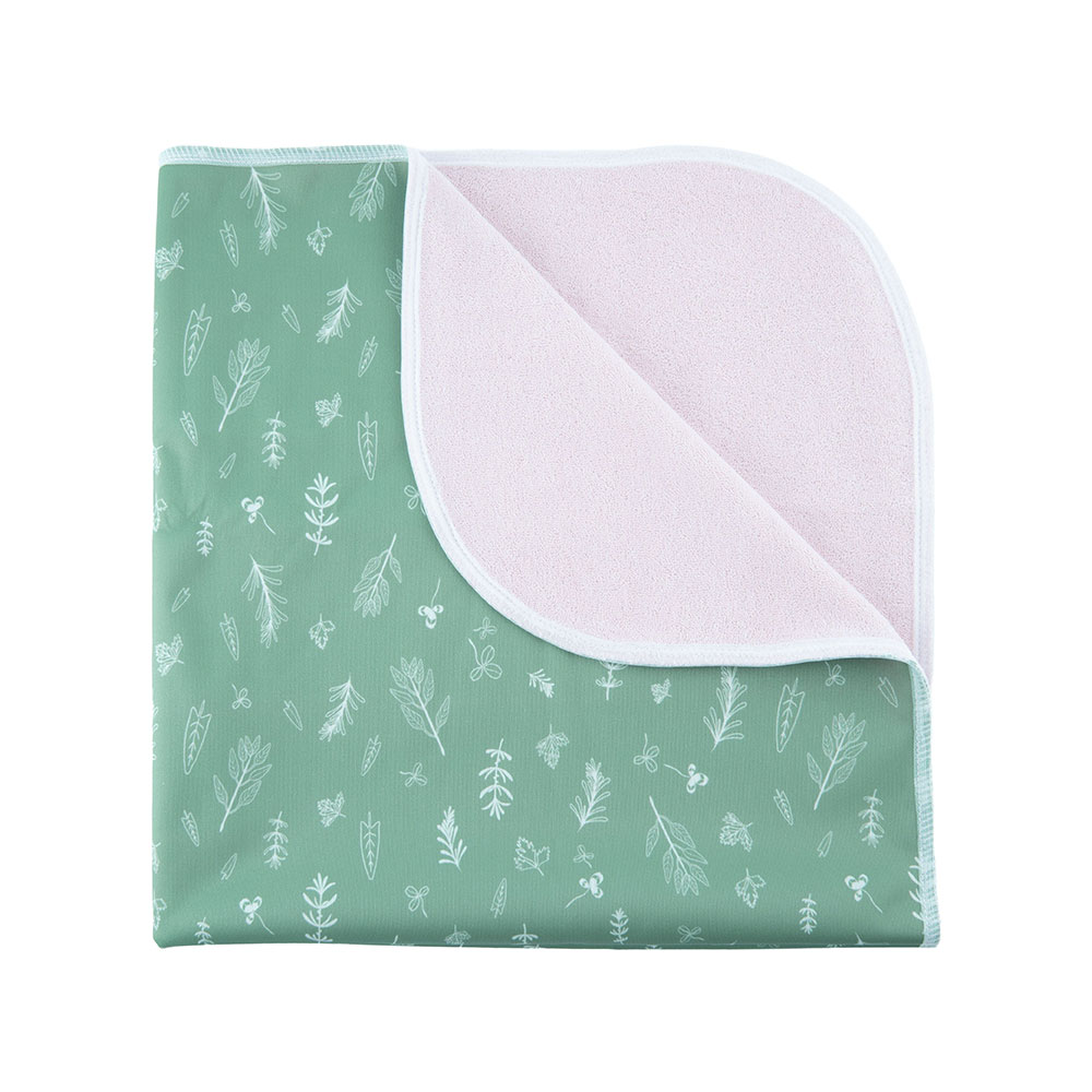 Popolini Organic Cotton Nappy Mat Green Leaves - Earthmother.ie