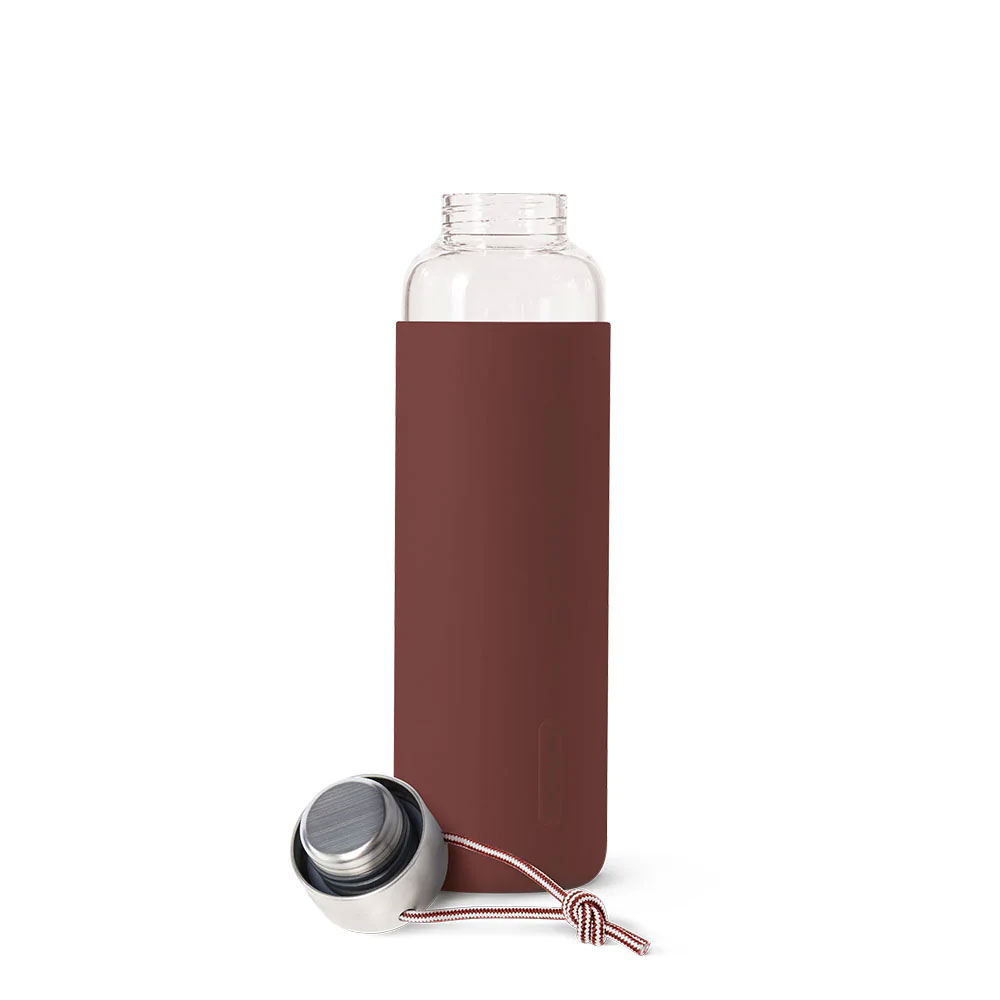 Black and Blum Glass Water Bottle Burgandy - Earthmother.ie