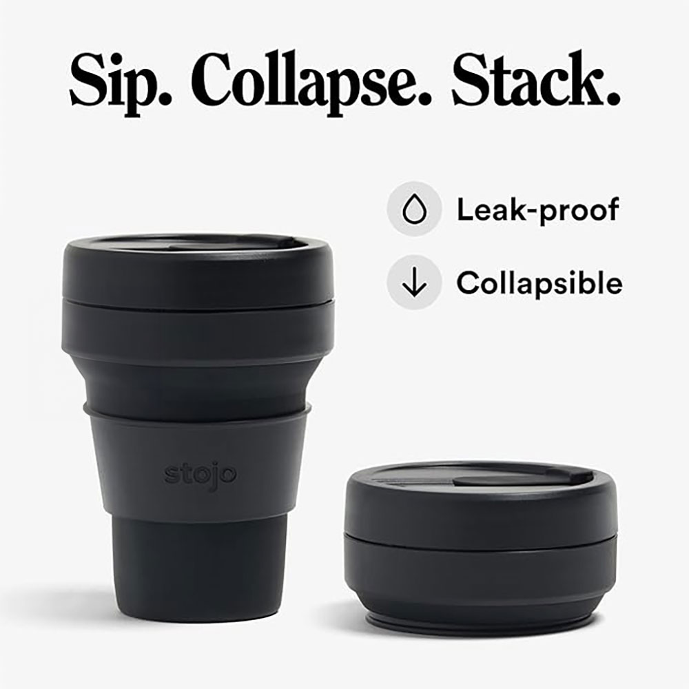 Stojo Reusable Coffee Cup Carbon - Earthmother.ie