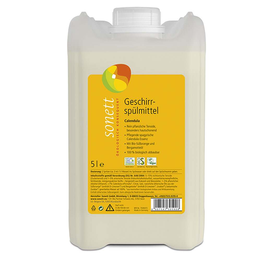 Sonett Washing Up Liquid with Calendula 5 Litre Refill - Earthmother.ie